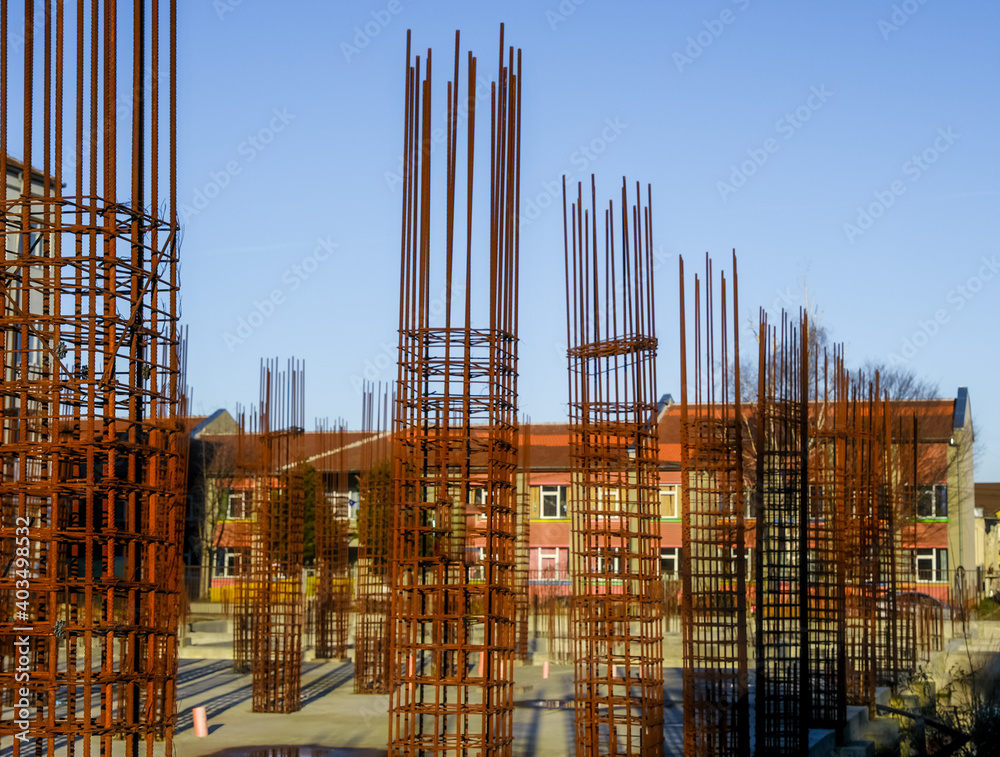 concrete and iron pillars structure abandoned Stock Photo | Adobe Stock