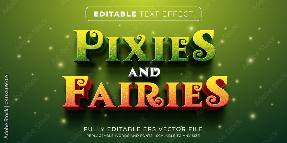Editable text effect in fairy tales story style Stock Vector | Adobe Stock