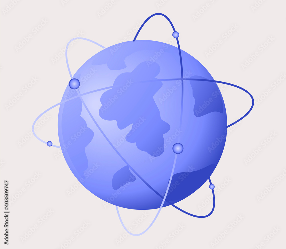Vecteur Stock Isometric globe with lines around symbolizing global ...