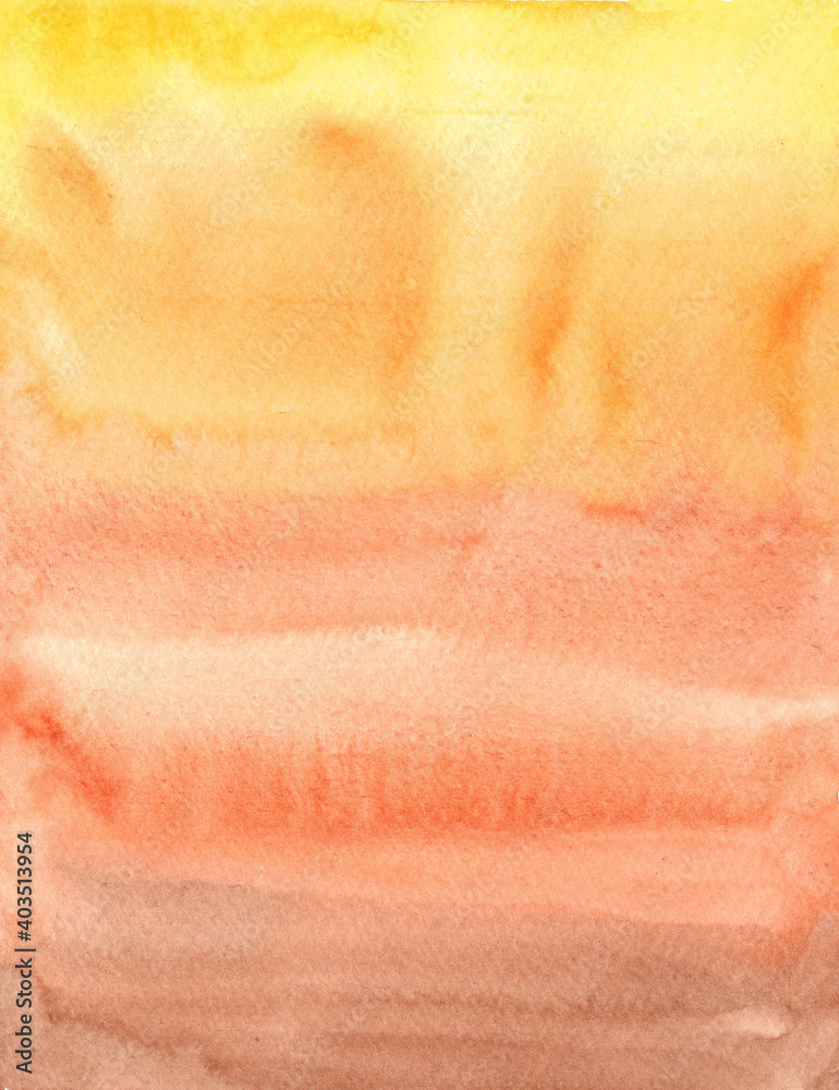 Watercolor orange gradient background. Texture of watercolor paper ...