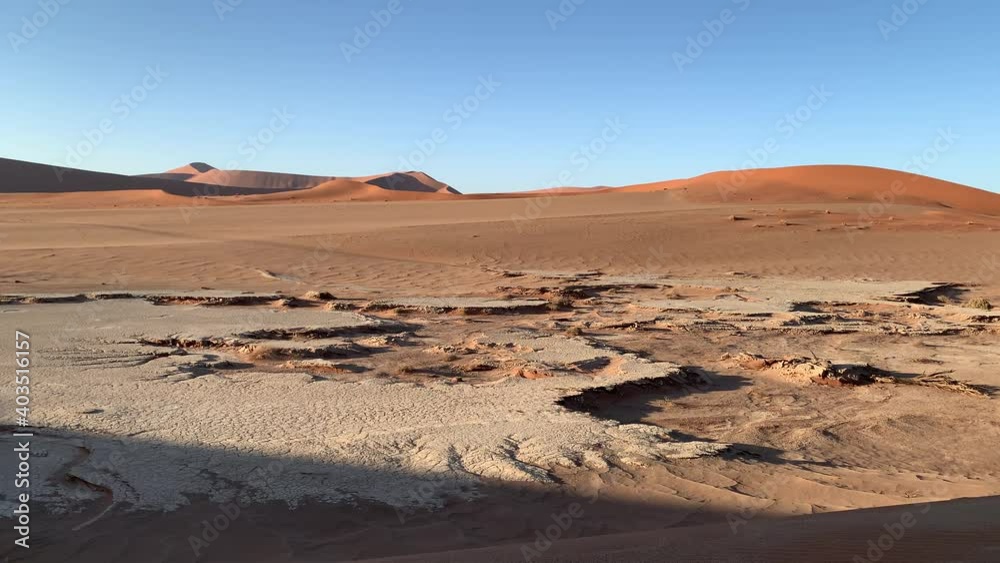 4K sunrise footage of famous endless sand sea and Sossusvlei Namib ...