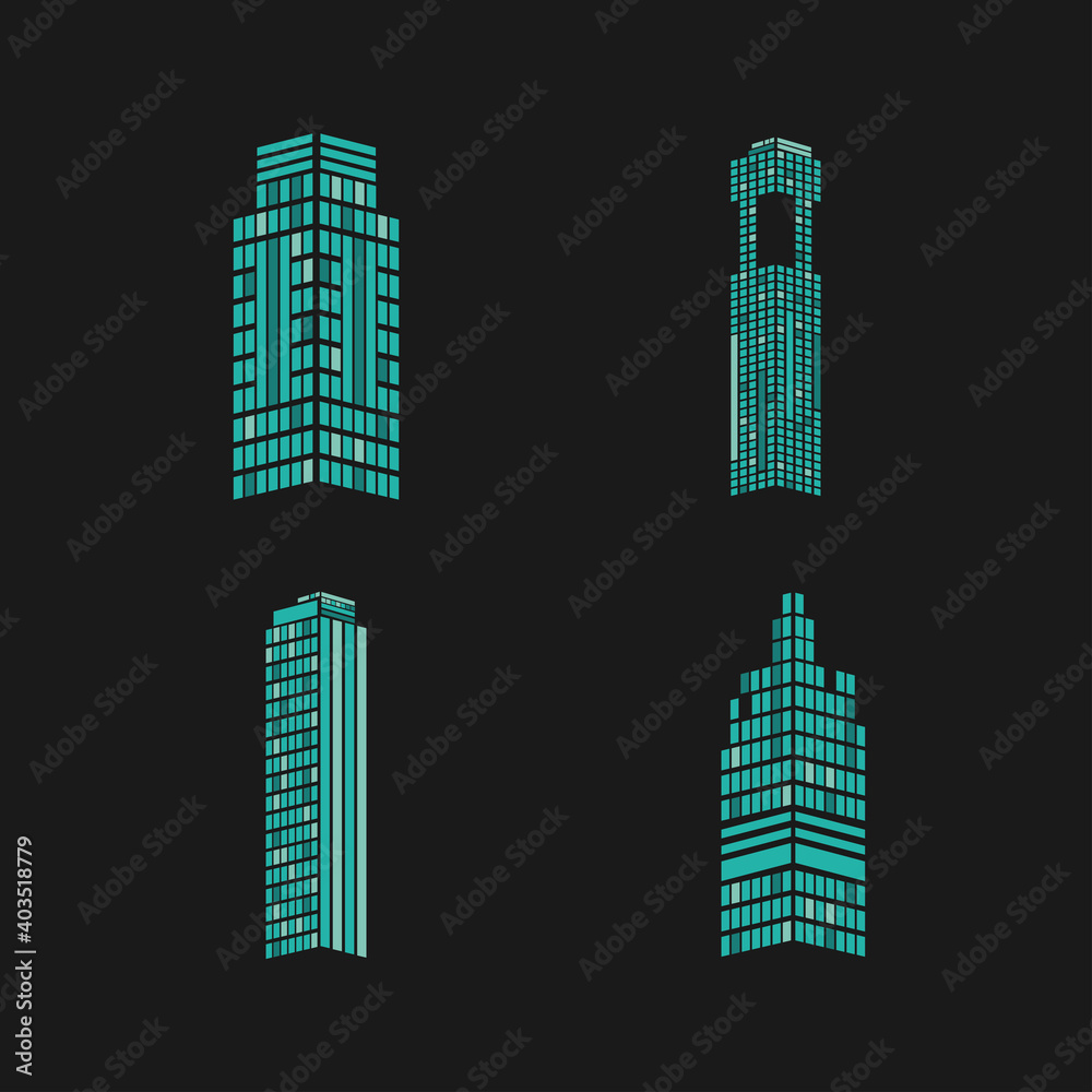 green buildings of city icon set vector design Stock Vector | Adobe Stock