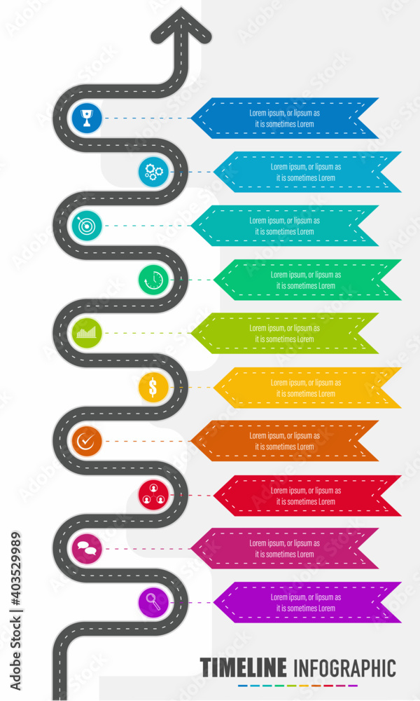 10 years roadmap, project milestones, timeline infographics for annual ...