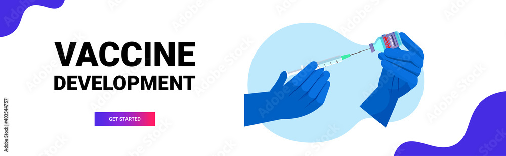 doctor or researcher hands holding syringe and bottle vial prepare for ...