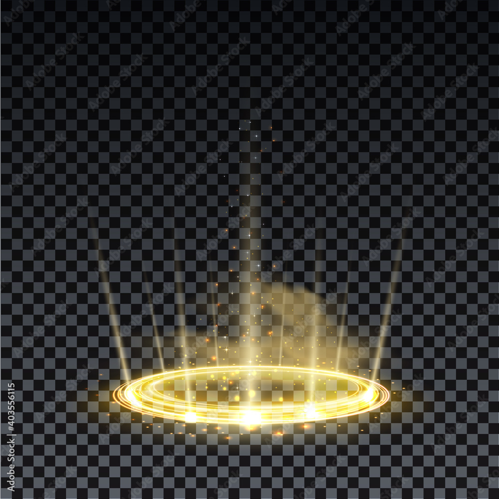 Gold hologram portal. Magic fantasy portal. Magic circle teleport ...