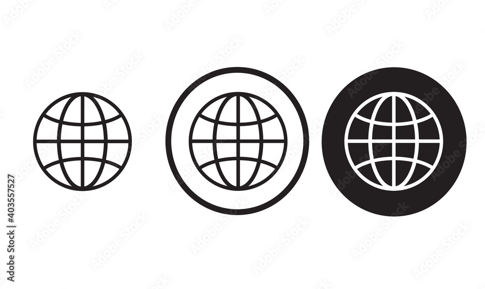 icon internet black outline logo for web site design and mobile dark ...
