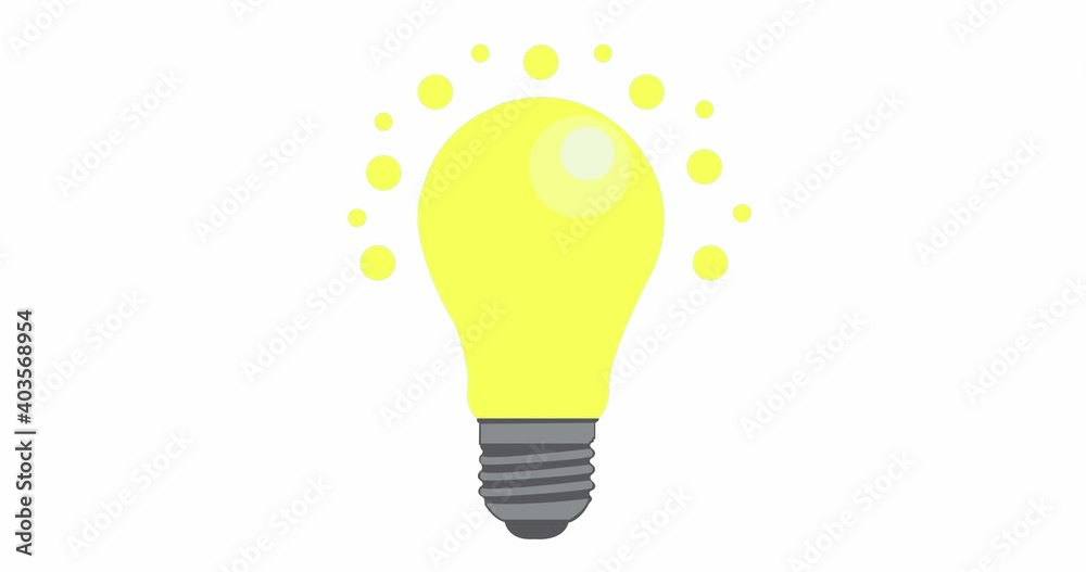 Light bulb turn on animation on transparent background. Cartoon bulb ...