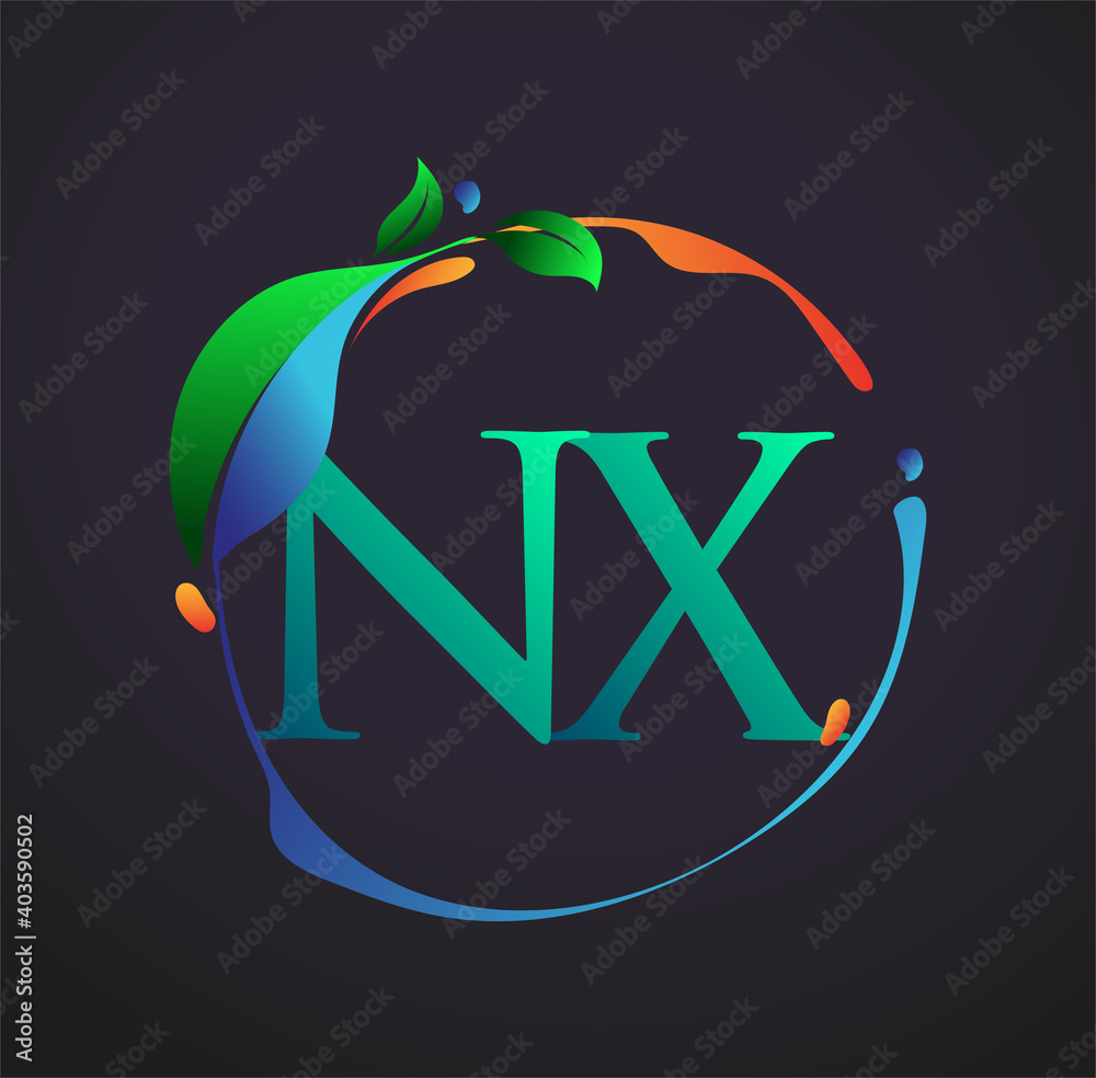 Initial Letter NX With nature elements Logo, colorful nature and ...