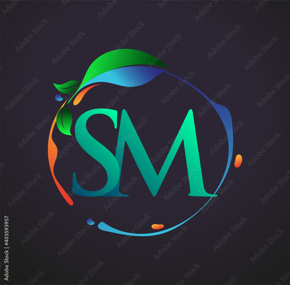 Initial Letter SM With nature elements Logo, colorful nature and ...