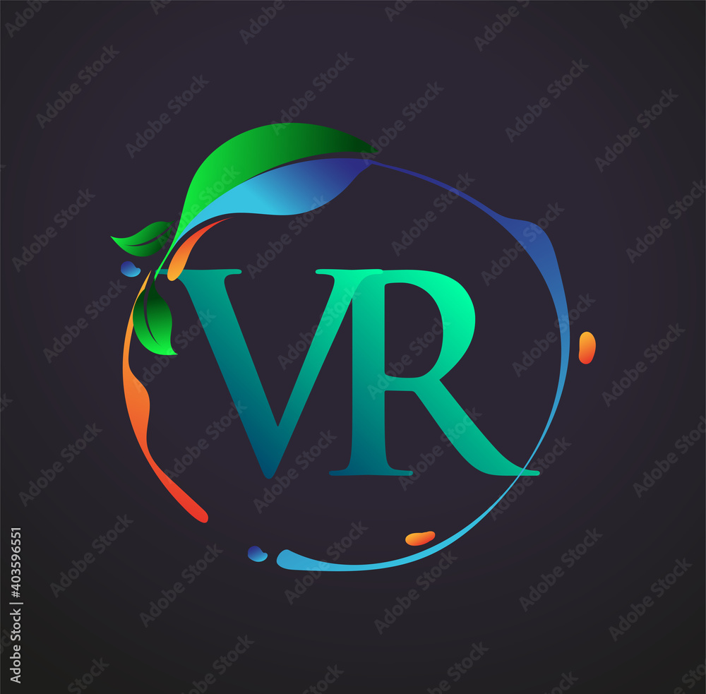 Initial Letter VR With nature elements Logo, colorful nature and ...