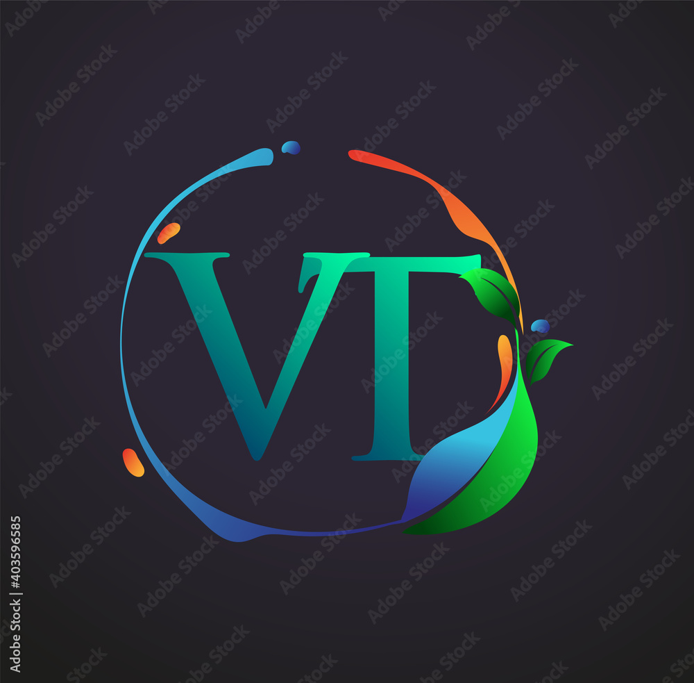 Initial Letter VT With nature elements Logo, colorful nature and ...