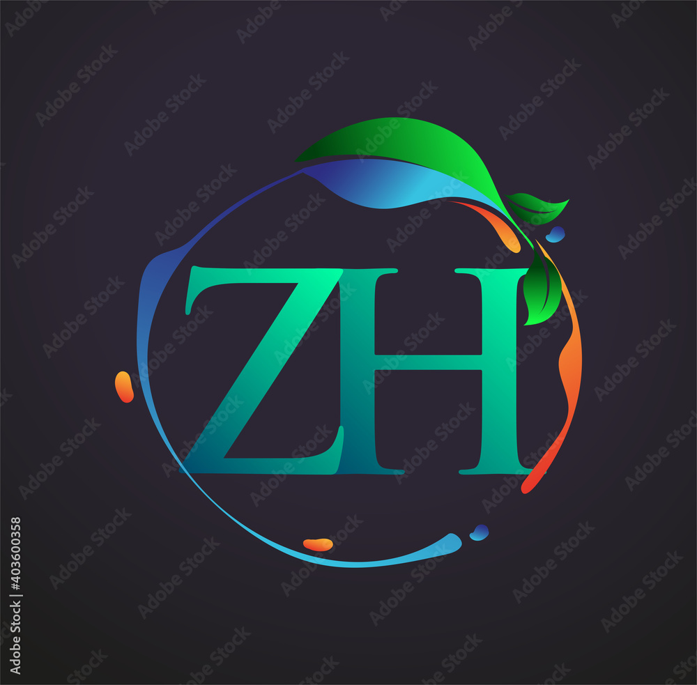 Initial Letter ZH With nature elements Logo, colorful nature and ...