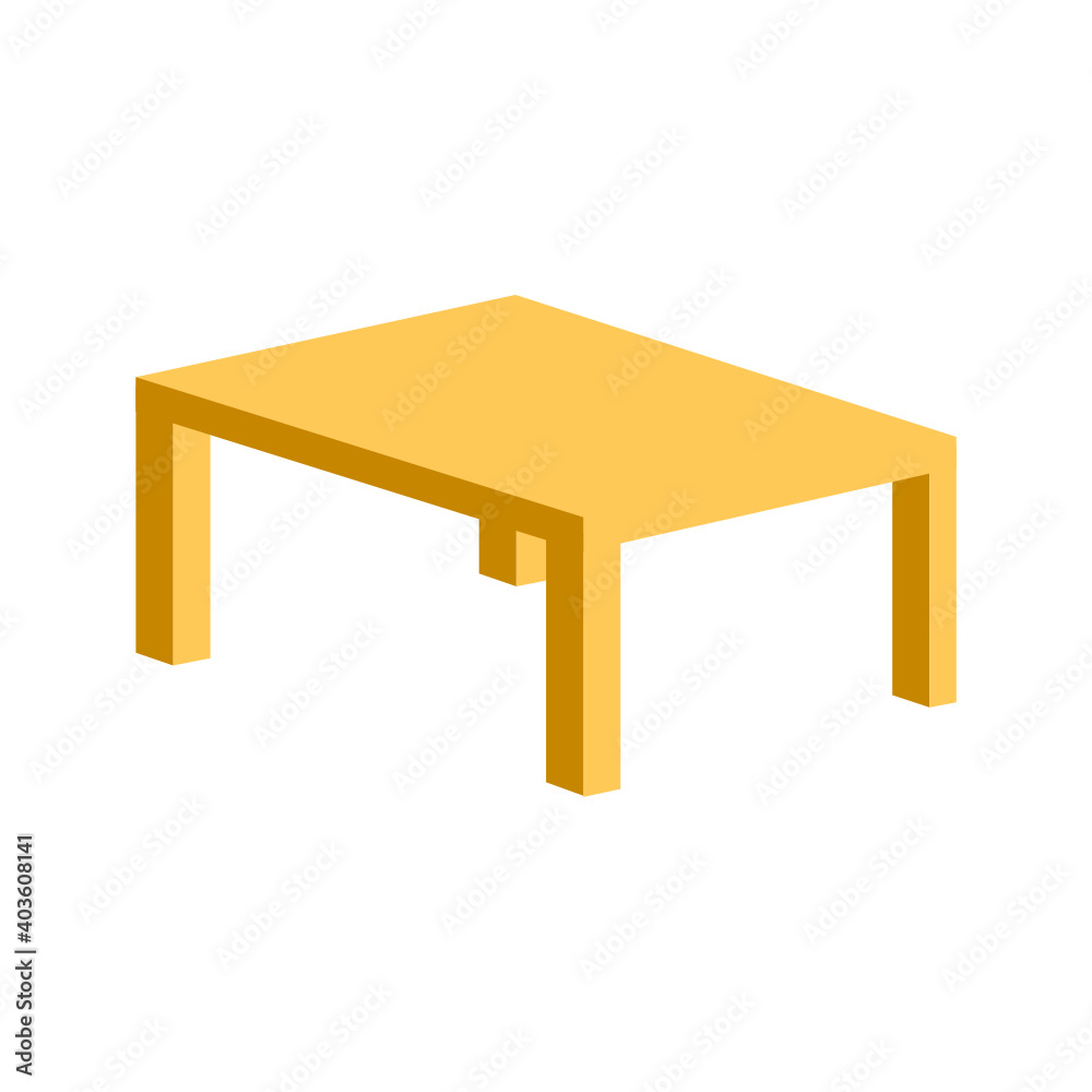 Table side view 3d modern flat vector graphic clipart illustration or ...