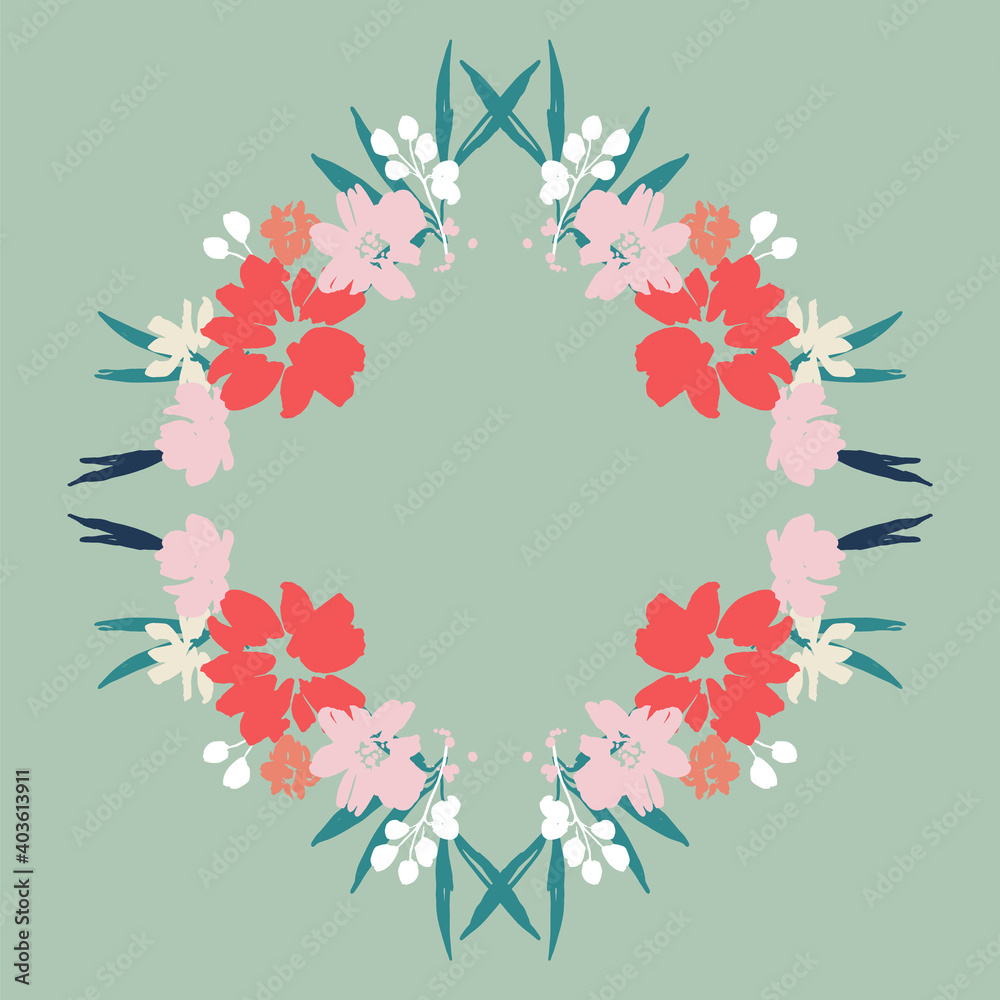 Colorful spring flower frame. Isolated vector clip art element for ...