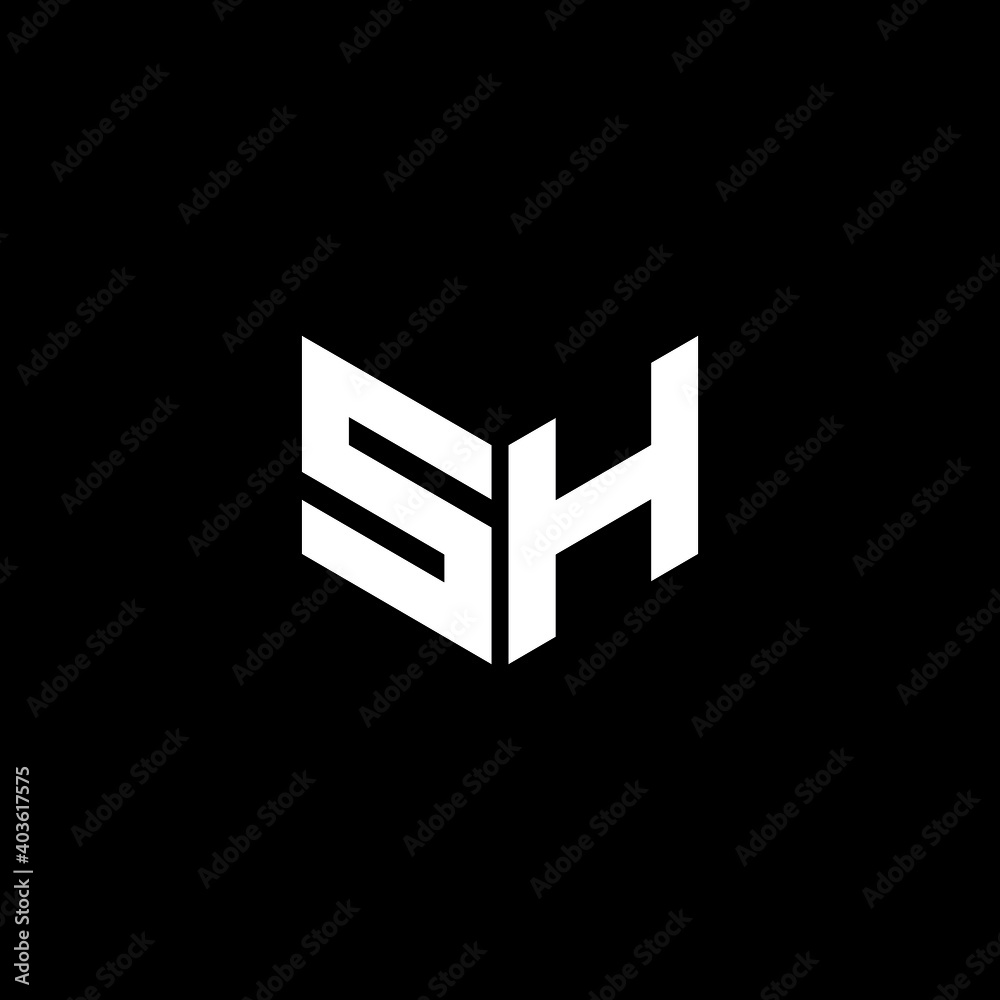 SH letter logo design with black background in illustrator, vector logo ...