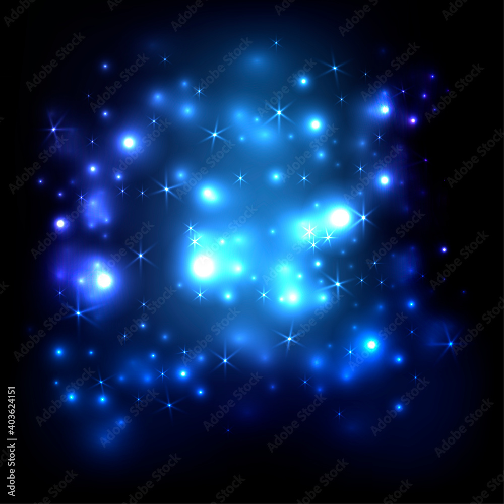 Glowing light particles. Double exposure space. Glowing light. Shiny ...