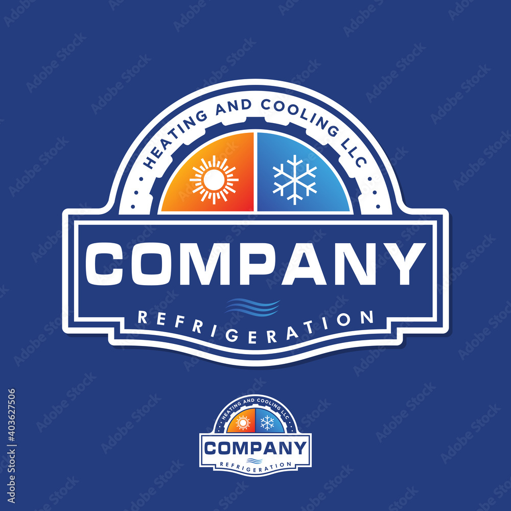Premium HVAC logo design refrigeration heating and cooling llc, air ...