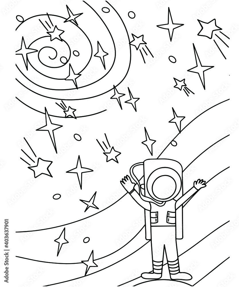 Astronaut. Space. Galaxy. Solar system. Vector illustration for ...