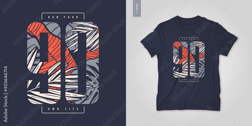 Colorful summer graphic t-shirt design, tropical print, vector ...