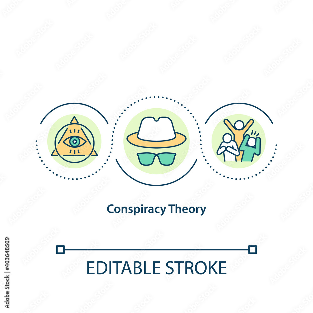 Conspiracy theory concept icon. Secret political plot. Public control ...