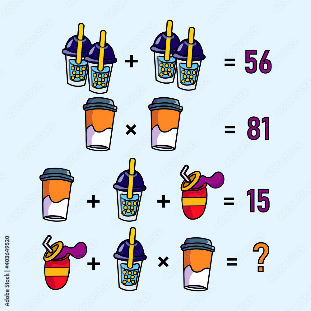 Mathematical riddle, educational game for children and adults, rebus ...