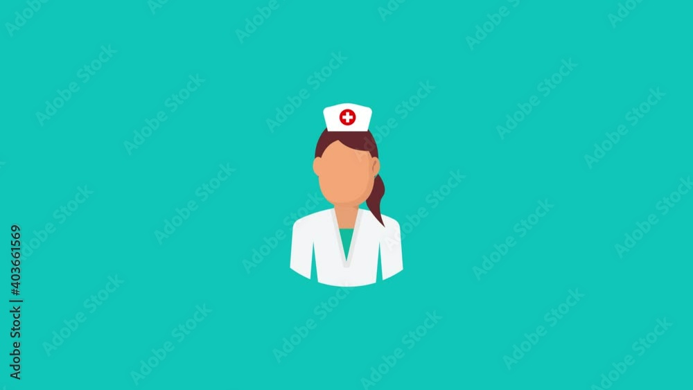 nurse avatar animation - Vector art ..4K video.Simple motion animation ...