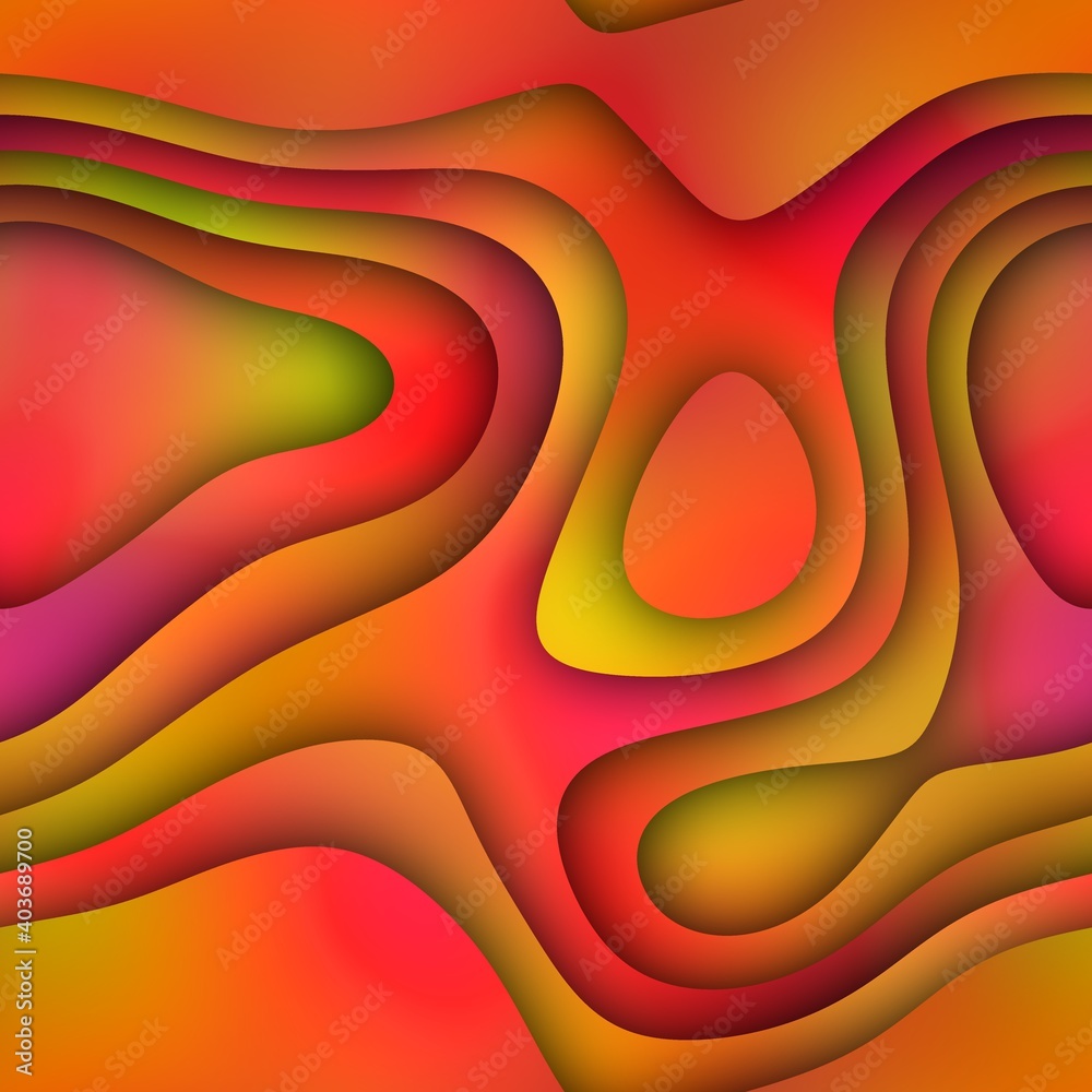 Seamless floating curved cut out paper shapes in vivid color. High ...