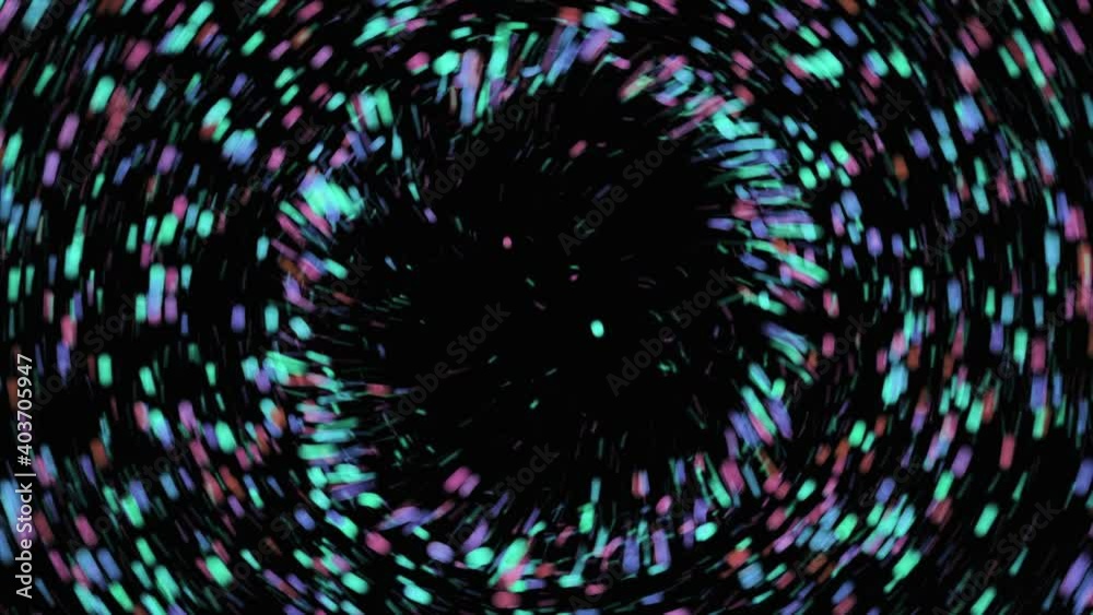 Shining round shaped particles creating a central circle. Animation ...
