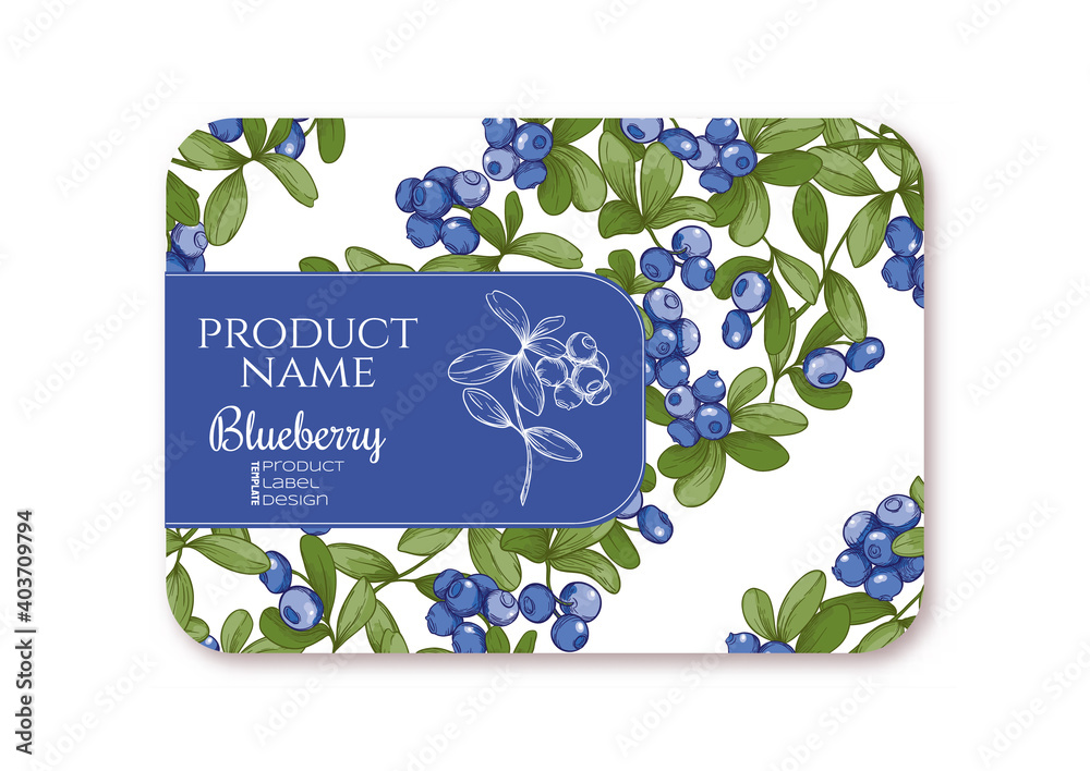 Blueberry Ripe berries. Template for product label, cosmetic packaging ...