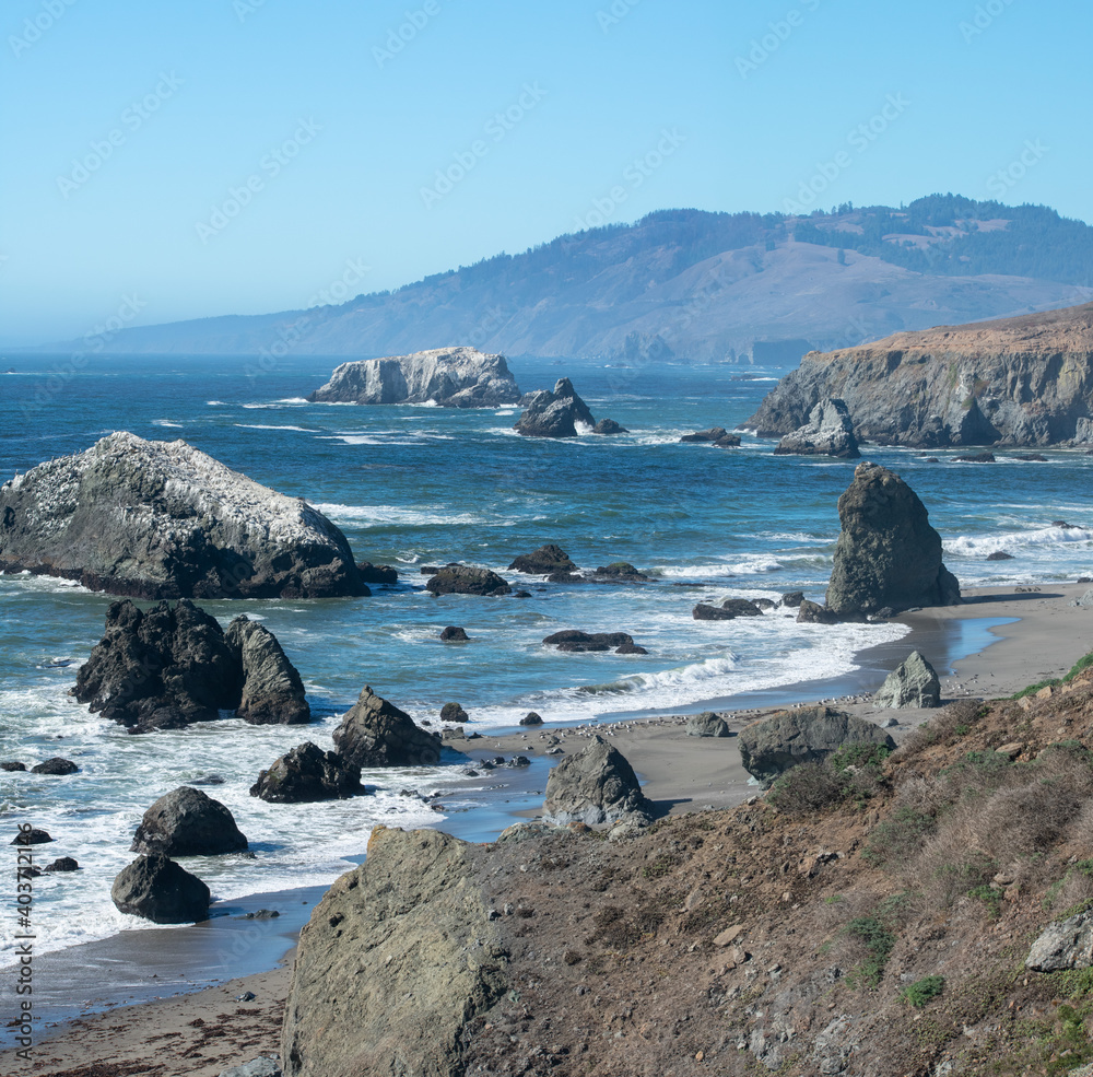 Rocky coast of Sonoma County, Northern California, as seen from the ...