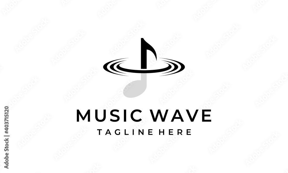 music note with wave water logo design template Stock Vector | Adobe Stock