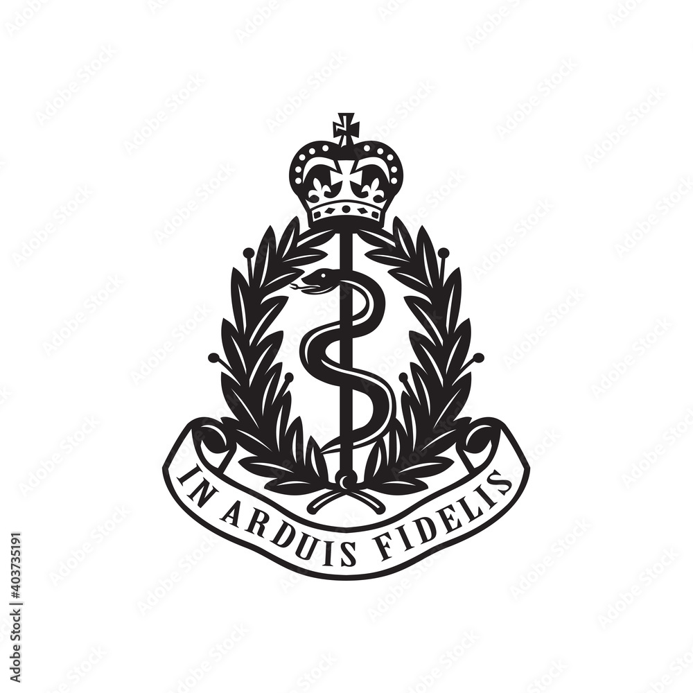 Royal Army Medical Corps or RAMC Badge Retro Black and White Stock ...