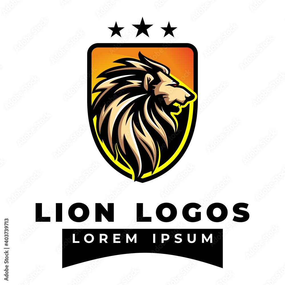 illustration of a roaring lion with detailed drawn shadow Stock Vector ...