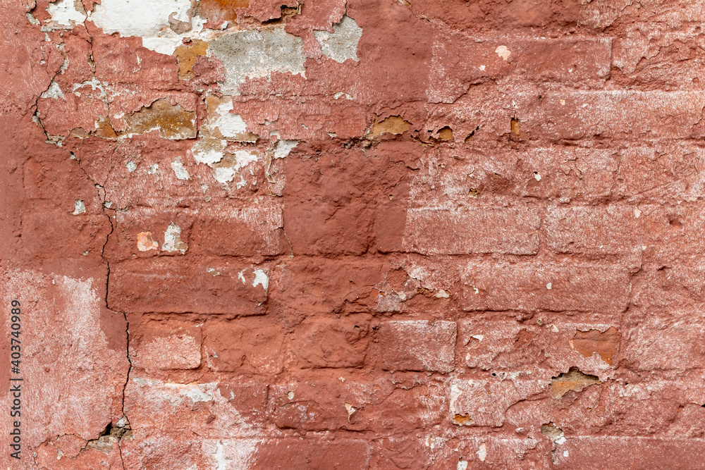 Full frame texture abstract of a shabby chic antique salmon red color ...