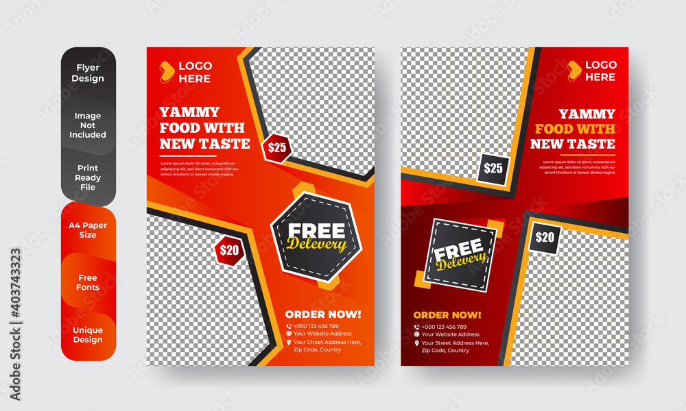 Set of restaurant menu and flyer design templates modern with colorful ...