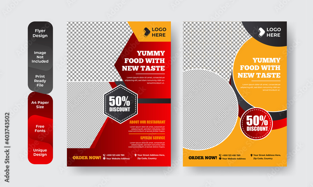 Set of restaurant menu and flyer design templates modern with colorful ...