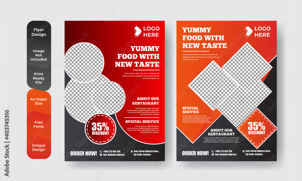 Set of restaurant menu and flyer design templates modern with colorful ...