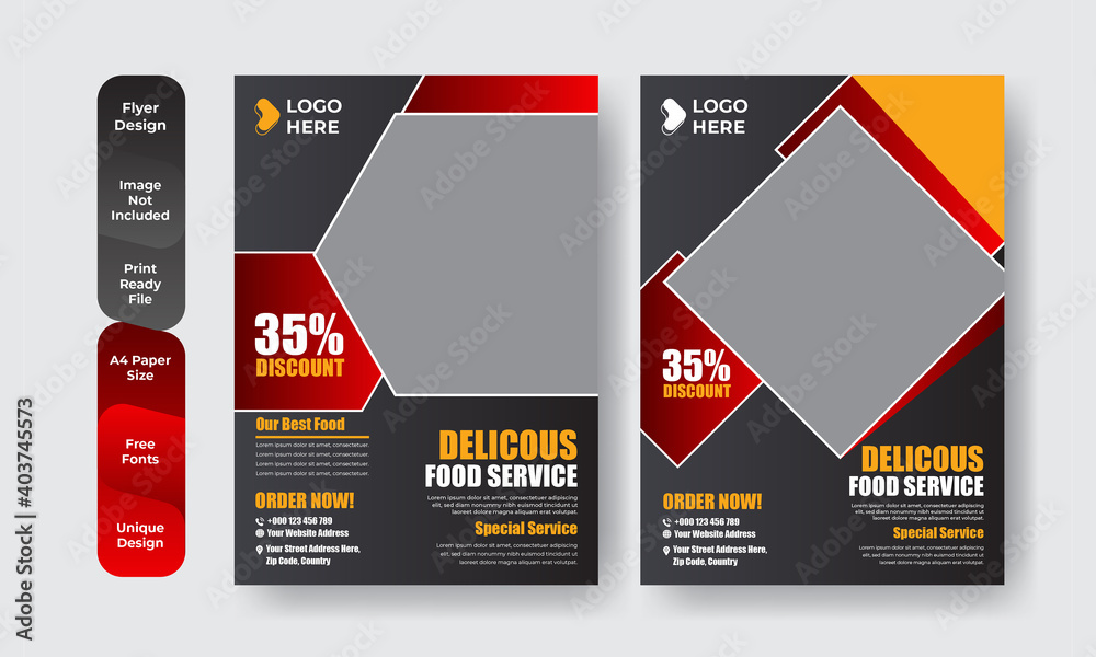 Set of restaurant menu and flyer design templates modern with colorful ...
