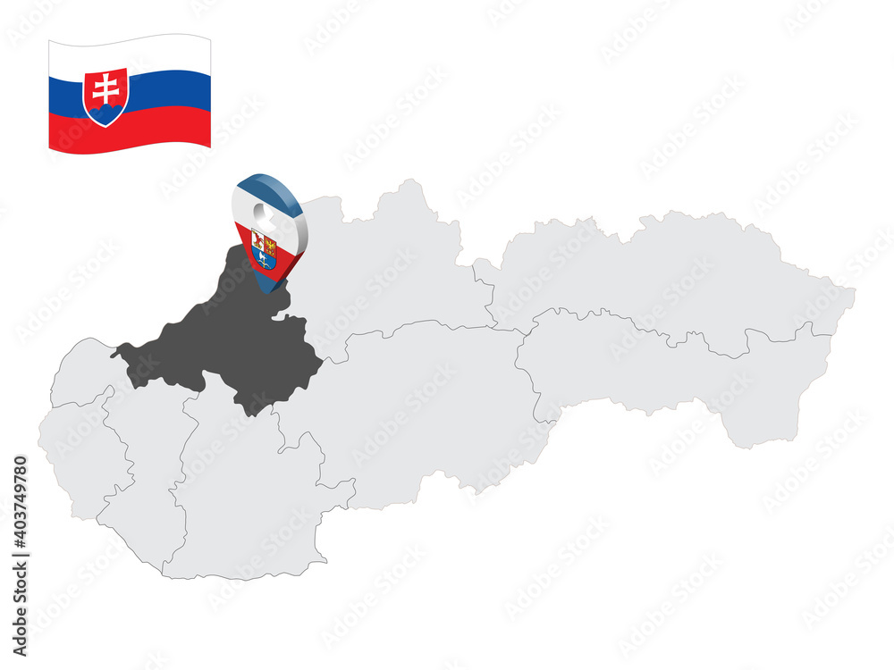 Location Trencin Region on map Slovakia. 3d location sign similar to ...
