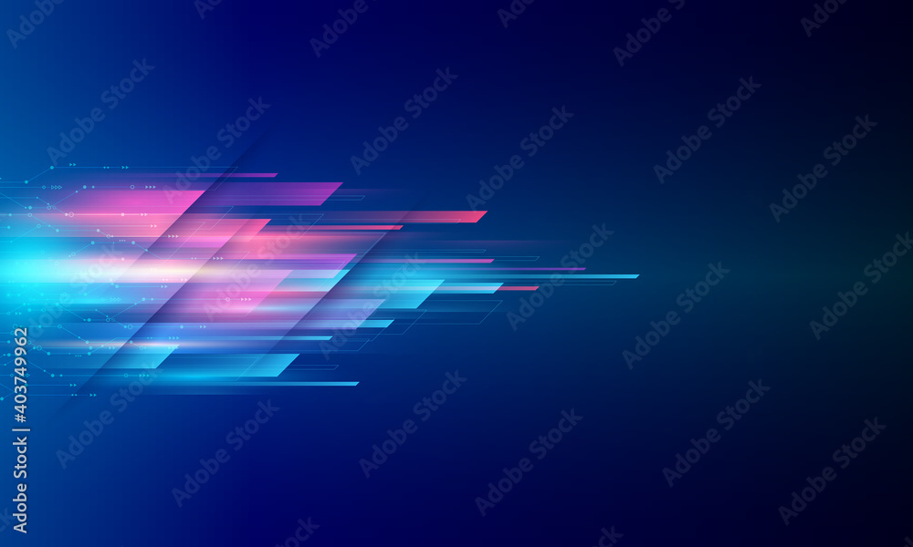 Modern abstract high-speed movement. Colorful dynamic motion on a blue ...