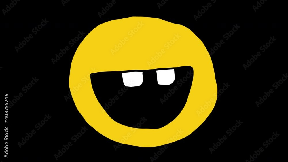 Hand drawn animated laughing smiley. 4K footage with alpha channel ...
