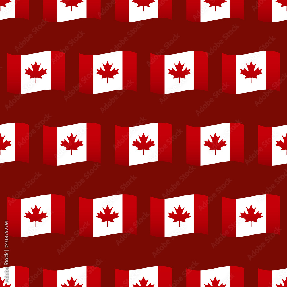 Wavy canadian flags icons vector seamless pattern background for ...
