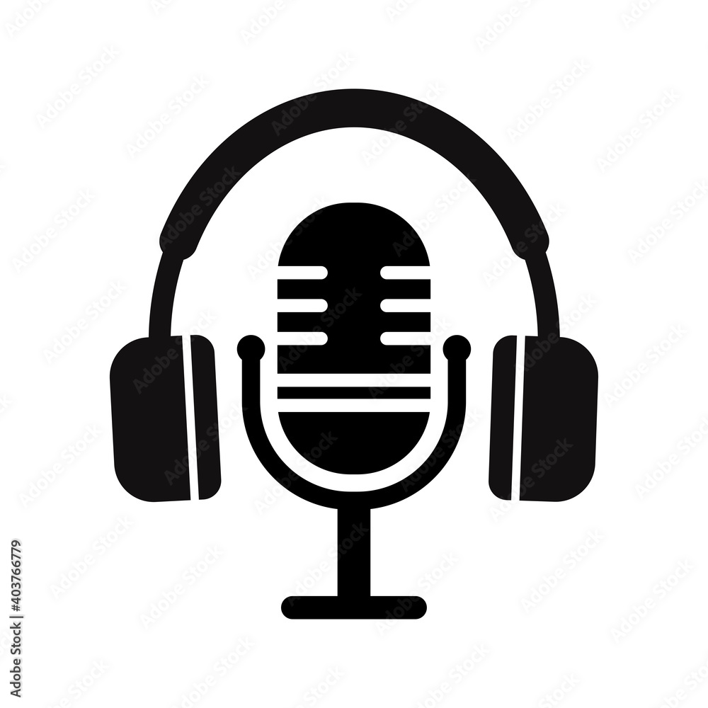 Microphone Icon Vector illustration. Mic silhouette. Music, voice ...