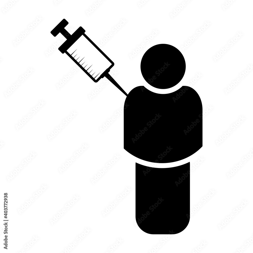 Vaccination symbol. Human body icon with syringe contains vaccine ...