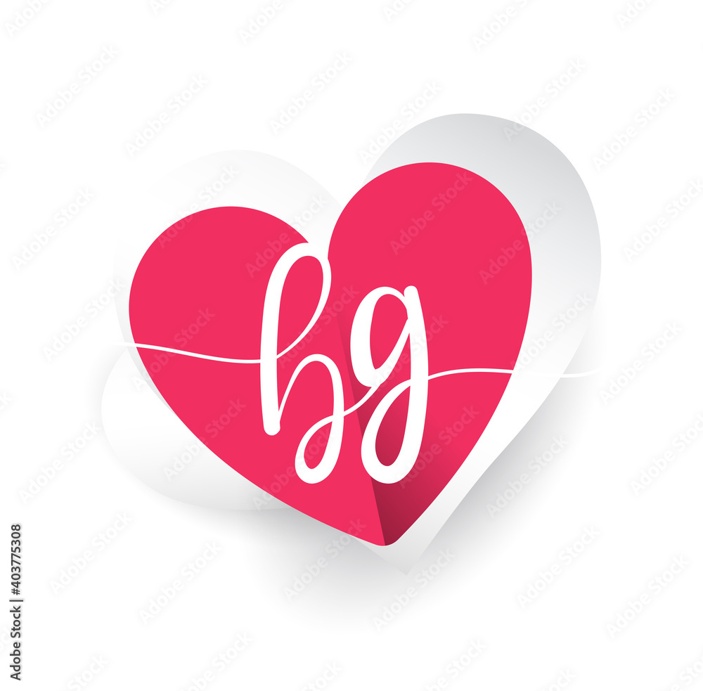initial logo letter BG with heart shape red colored, logo design for ...