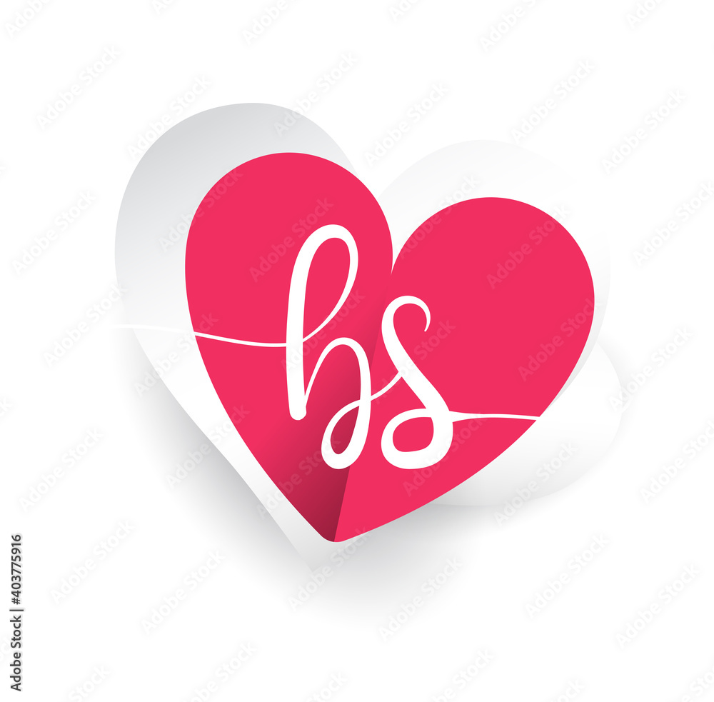 initial logo letter BS with heart shape red colored, logo design for ...