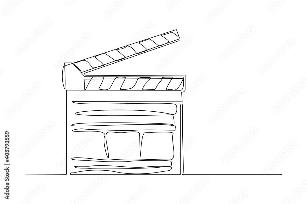 Continuous line drawing of retro old classic movie board clapper ...