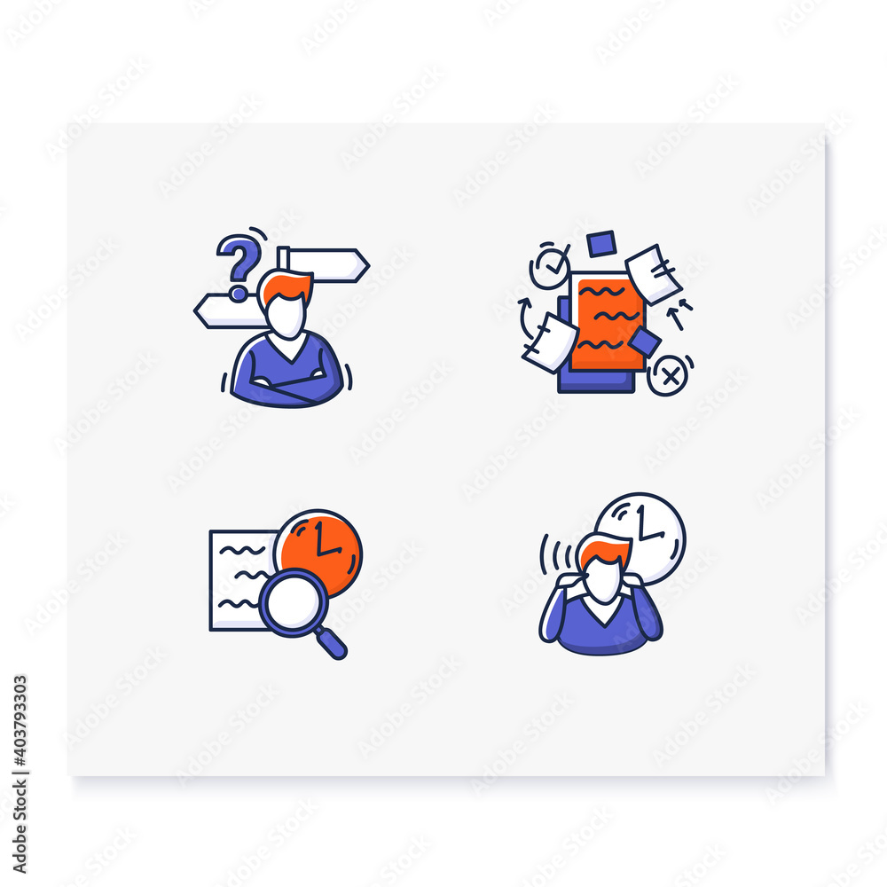 Focus mind color icon set. Pictograms collection for attention ...