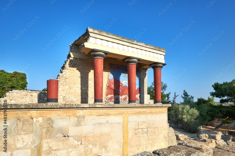 Temple of Cnossos. The North Portico in Knossos, Crete, Greece. Knossos ...