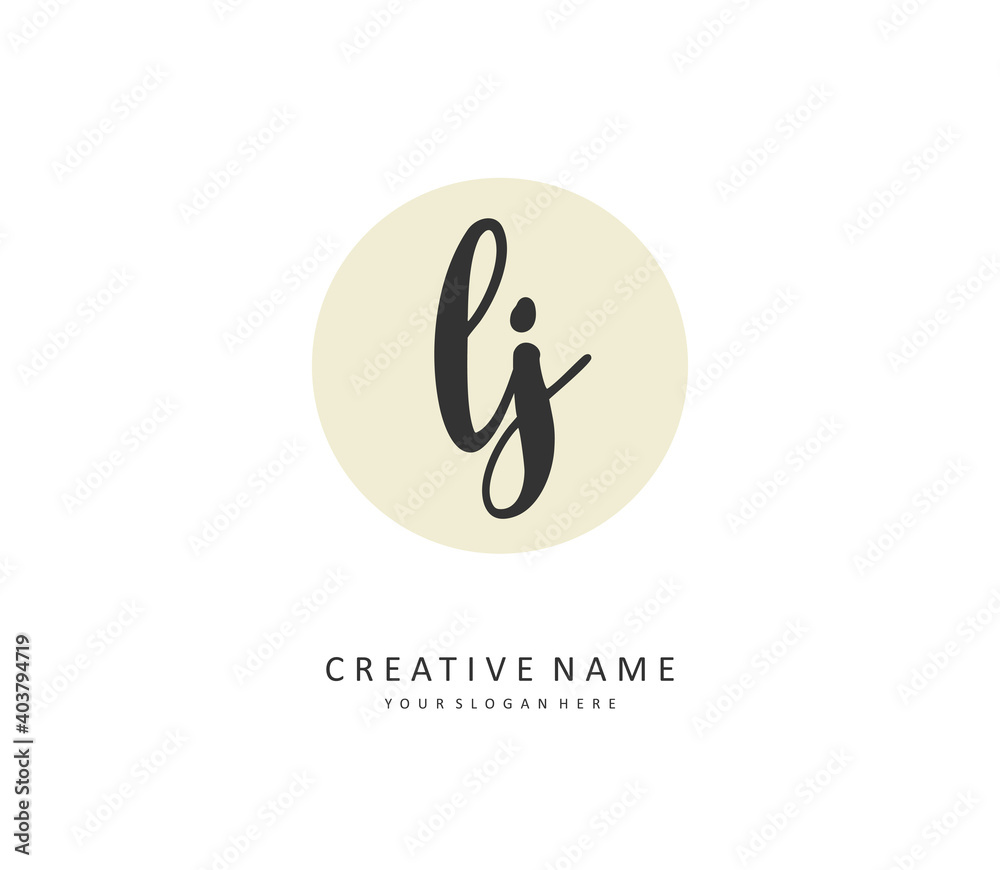 LJ Initial letter handwriting and signature logo. A concept handwriting ...